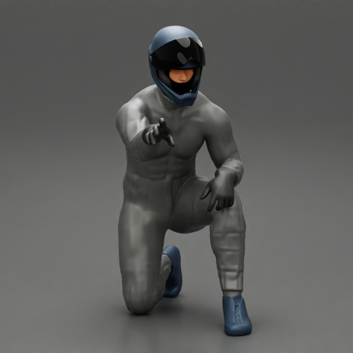 3D Printable Racing driver sitting by 3DGeschaft Miniatures Figures