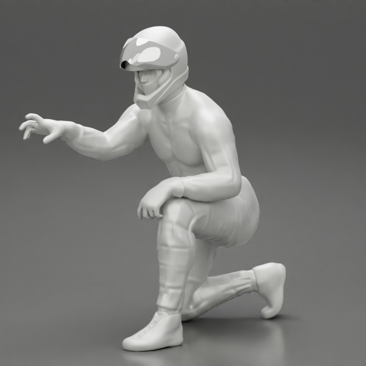 3D Printable Racing driver sitting by 3DGeschaft Miniatures Figures