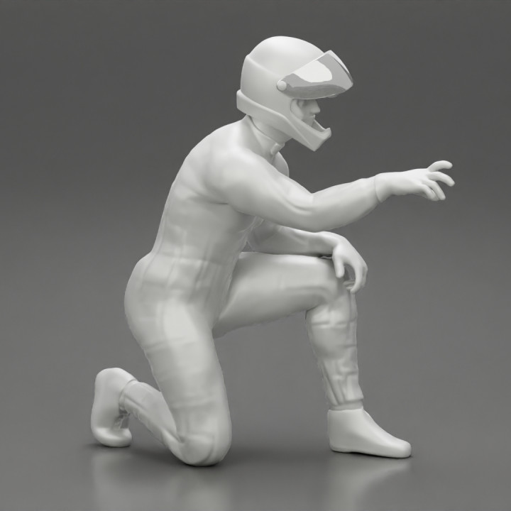 3D Printable Racing driver sitting by 3DGeschaft Miniatures Figures