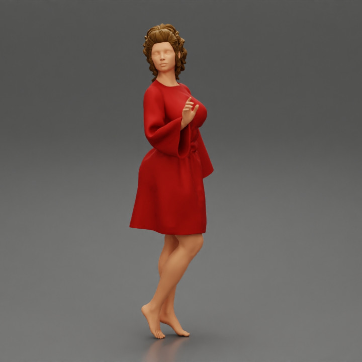 3D Printable Fashion woman in elegant dress with elegant hairstyle by ...