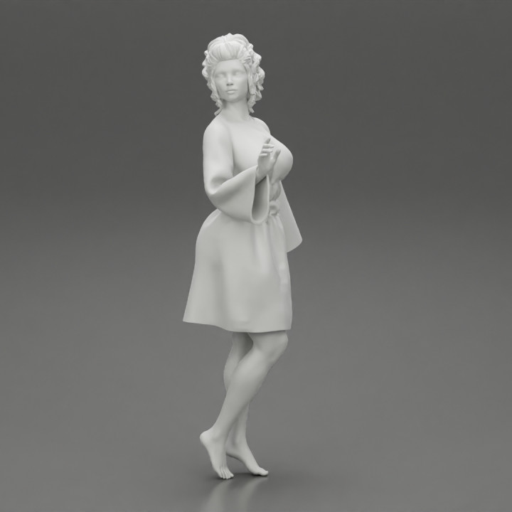 3D Printable Fashion woman in elegant dress with elegant hairstyle by ...
