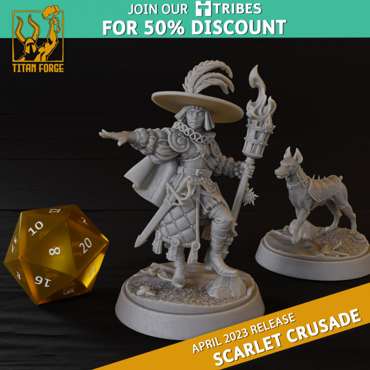 3D Printable Scarlet Crusade Female Inquisitor by Titan Forge Miniatures