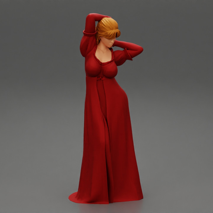 3D Printable beautiful woman in long dress by 3DGeschaft Miniatures Figures