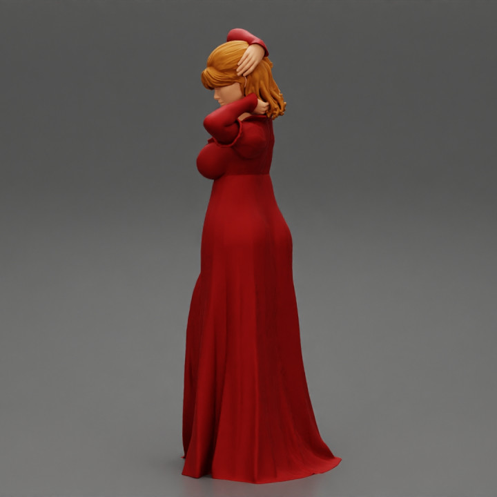 3D Printable beautiful woman in long dress by 3DGeschaft Miniatures Figures