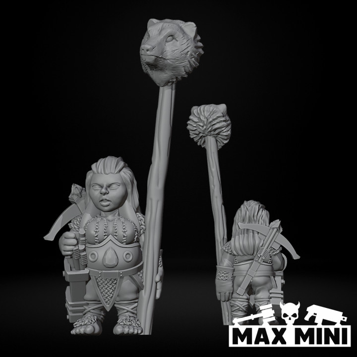 3D Printable Halfling Shield Maiden Crossbow Command by Max Mini