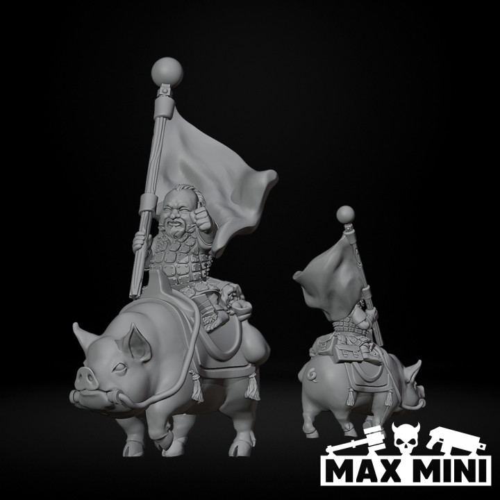 3D Printable Halfling Heavy Pig Riders by Max Mini