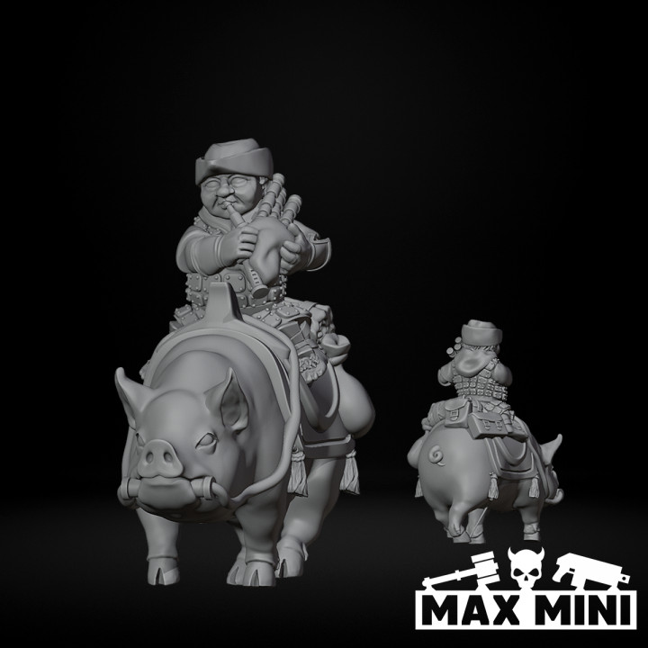 3D Printable Halfling Heavy Pig Riders by Max Mini