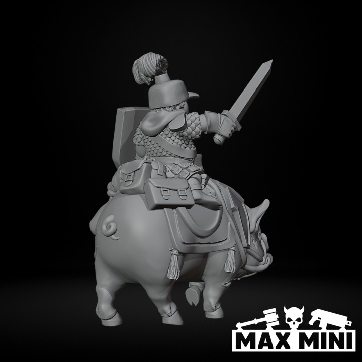 3D Printable Halfling Heavy Pig General by Max Mini