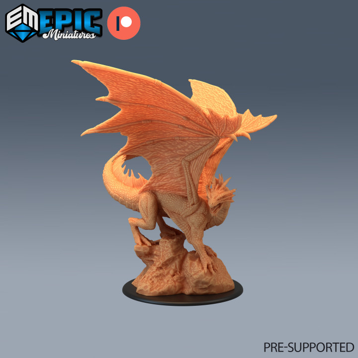 3D Printable Ancient Dragon Set / Legendary Drake / Winged Mountain ...