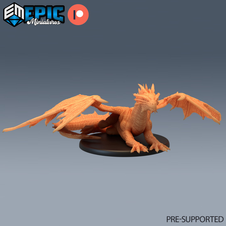 3D Printable Young Dragon Set / Legendary Drake / Winged Mountain ...