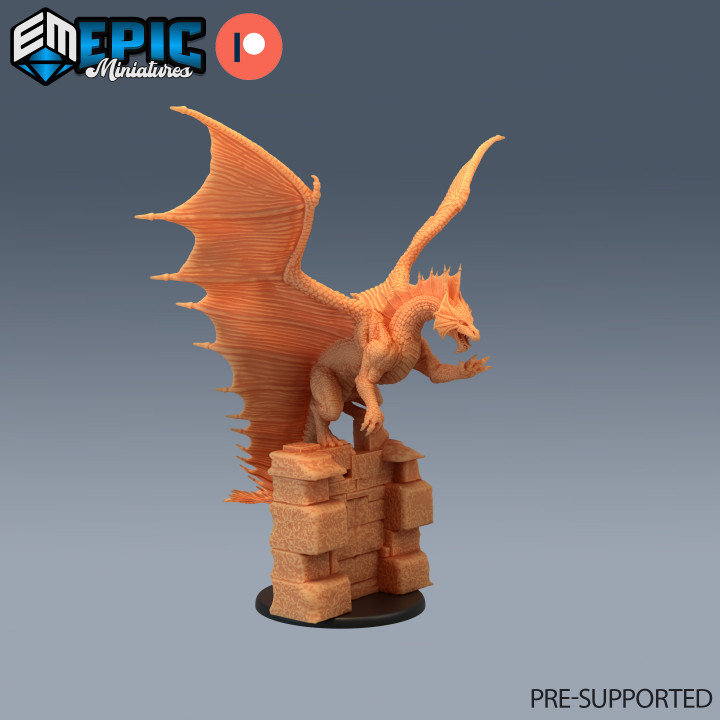 3D Printable Young Dragon Set / Legendary Drake / Winged Mountain ...