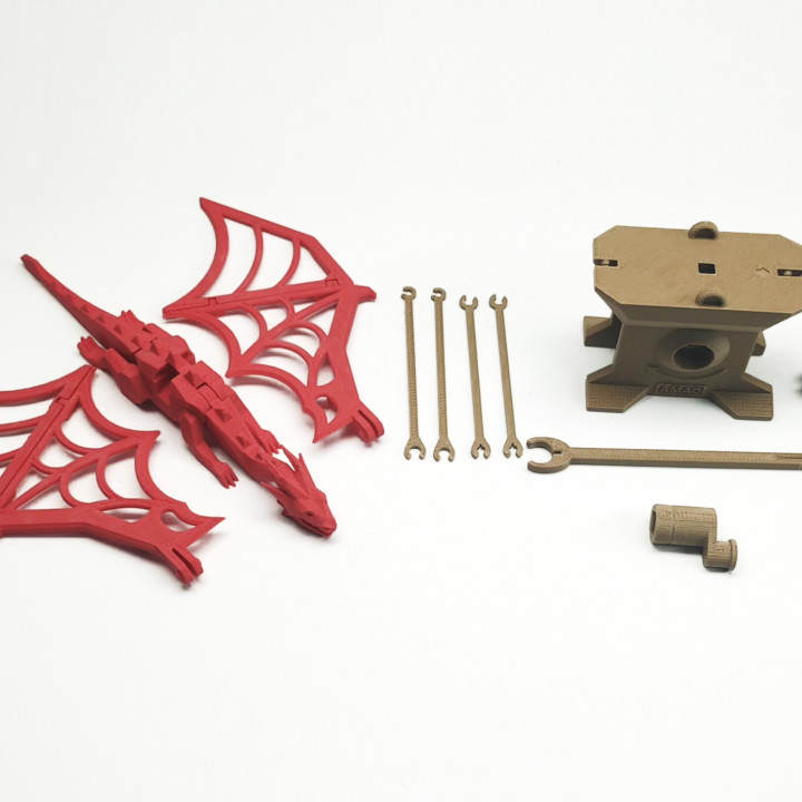 3D Printable FLYING DRAGON (AUTOMATA) by Amao Chan
