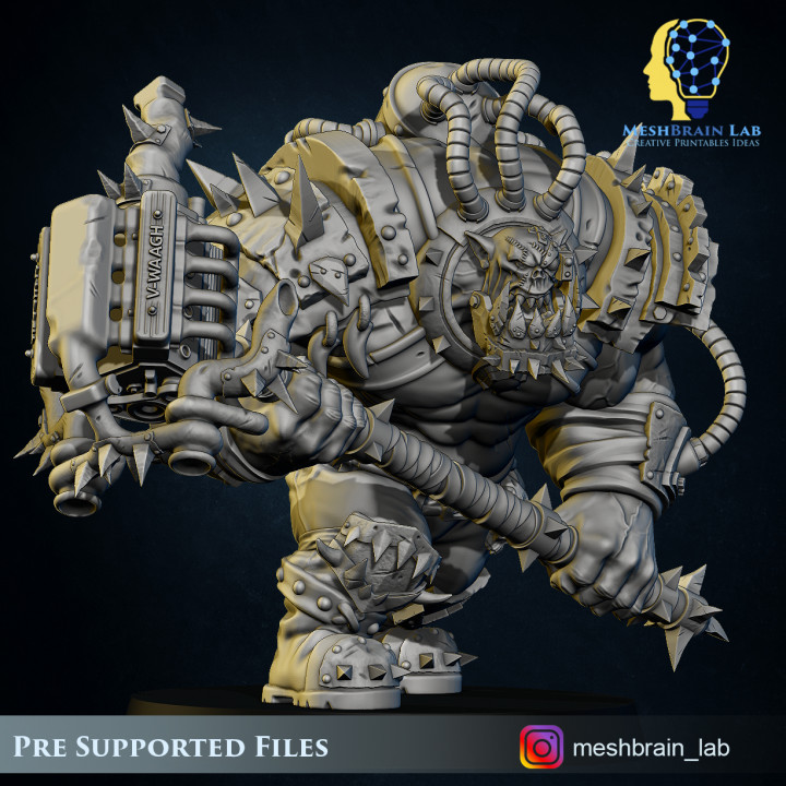 3D Printable Ork Brute Warboss by MeshBrain Lab