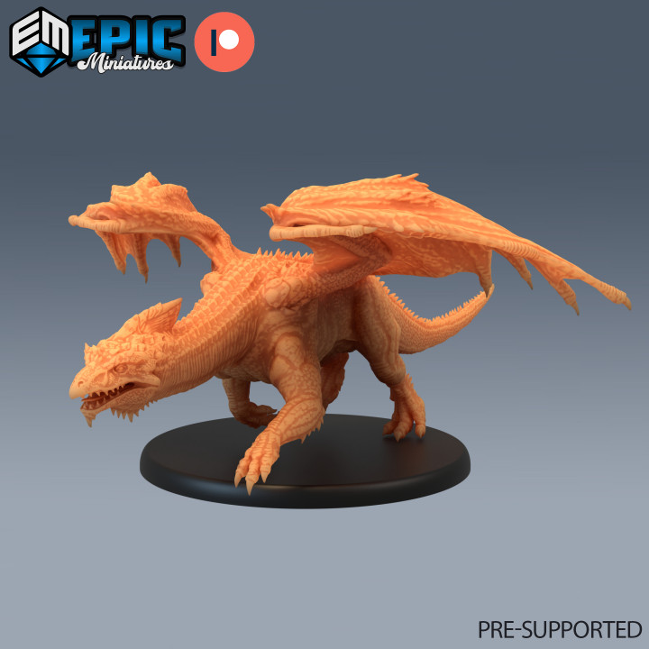 3D Printable Legendary Young Dragon Set / Epic Drake / Winged Mountain ...