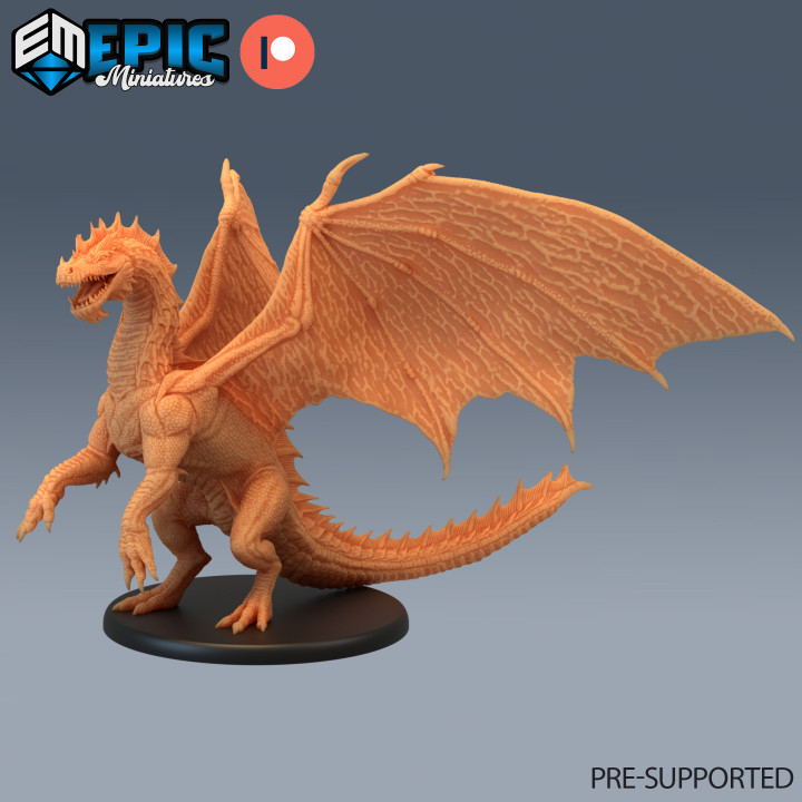 3D Printable Legendary Young Dragon Set / Epic Drake / Winged Mountain ...