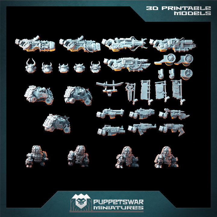 3D Printable Bushi Great Orc Gunners by Puppetswar Miniatures