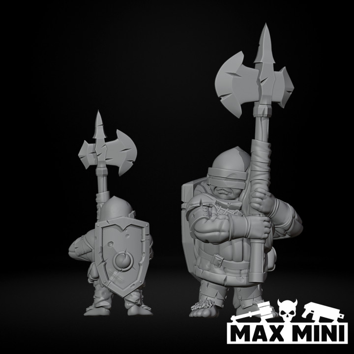 3D Printable Halfling Armoured Halberds by Max Mini