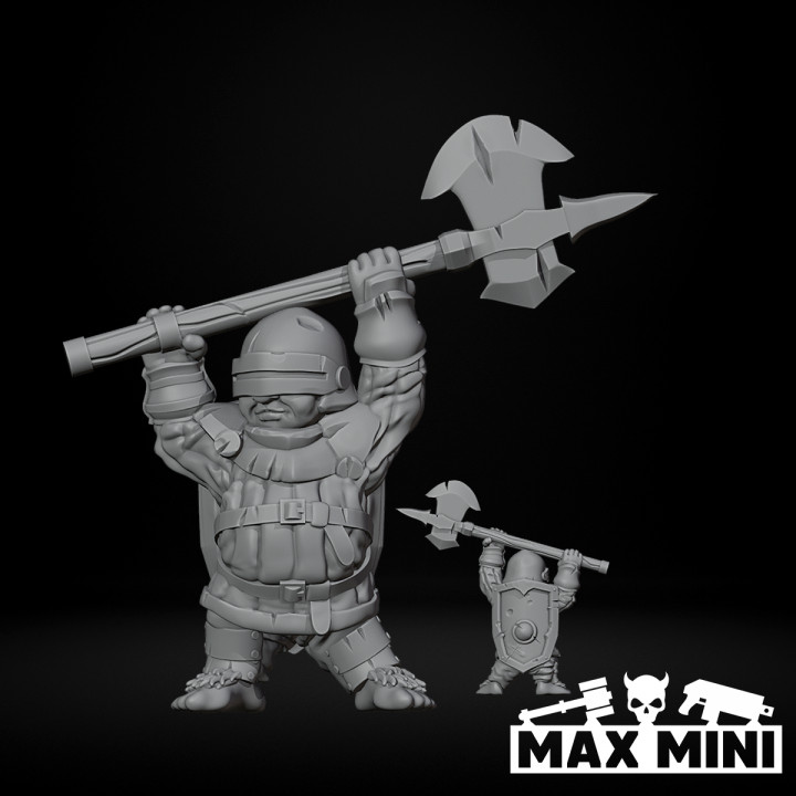 3D Printable Halfling Armoured Halberds by Max Mini