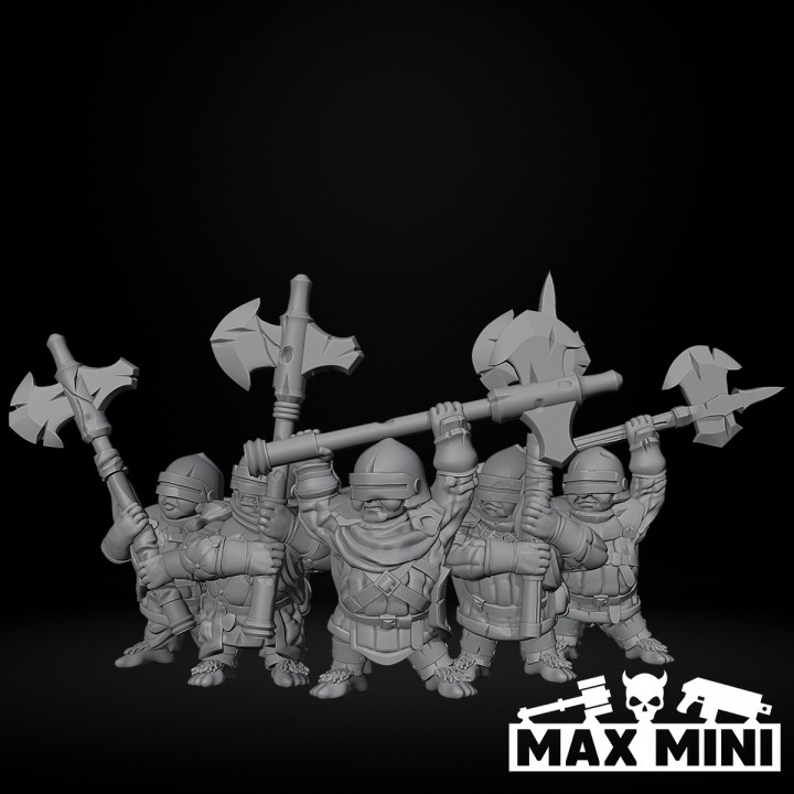 3D Printable Halfling Armoured Halberds by Max Mini