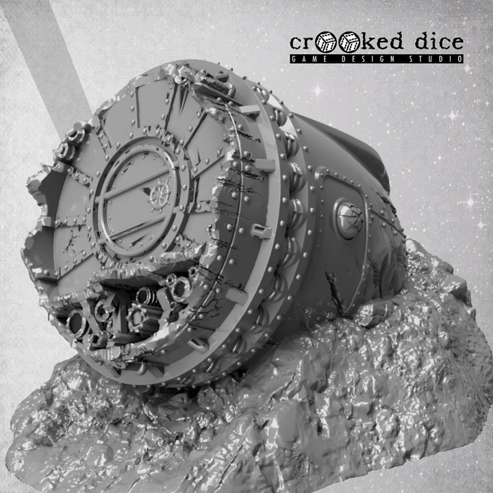 3D Printable Crashed Rocketship by Karl Perrotton