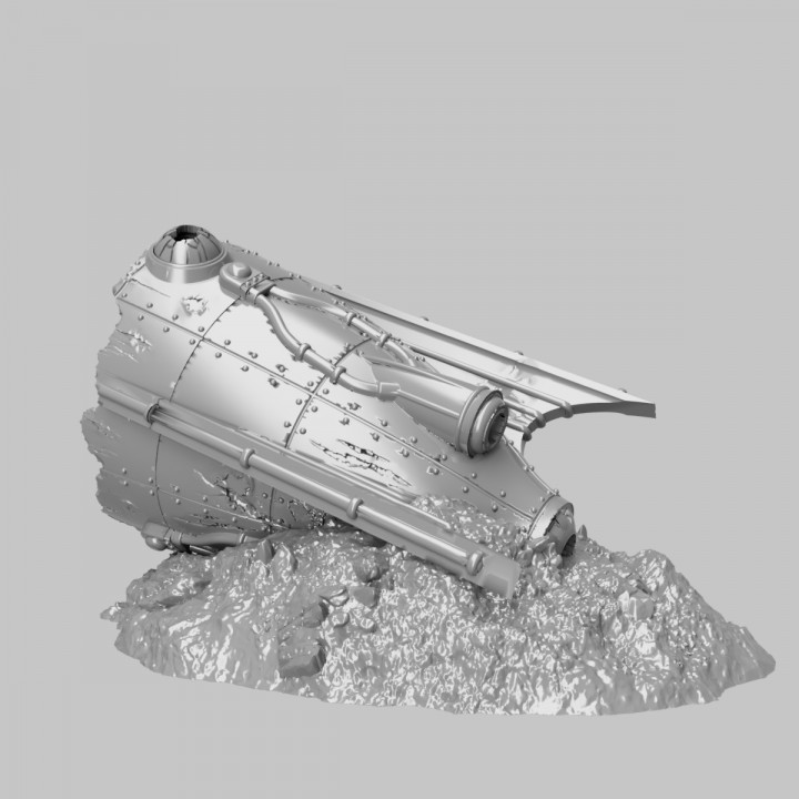 3D Printable Crashed Rocketship by Karl Perrotton