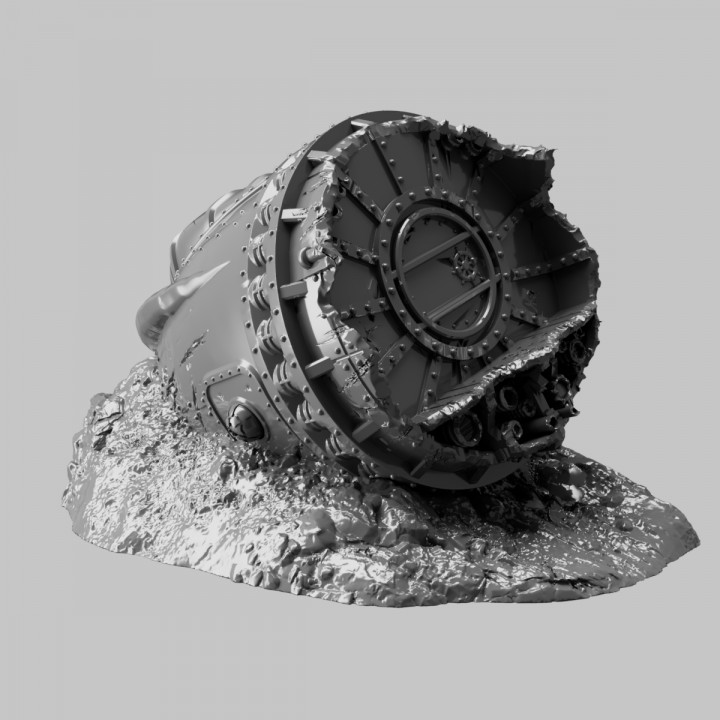 3D Printable Crashed Rocketship by Karl Perrotton