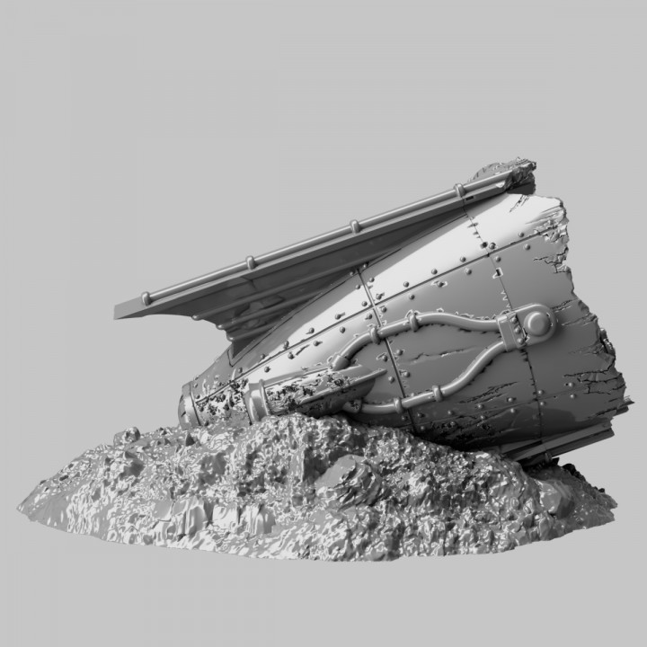 3D Printable Crashed Rocketship by Karl Perrotton