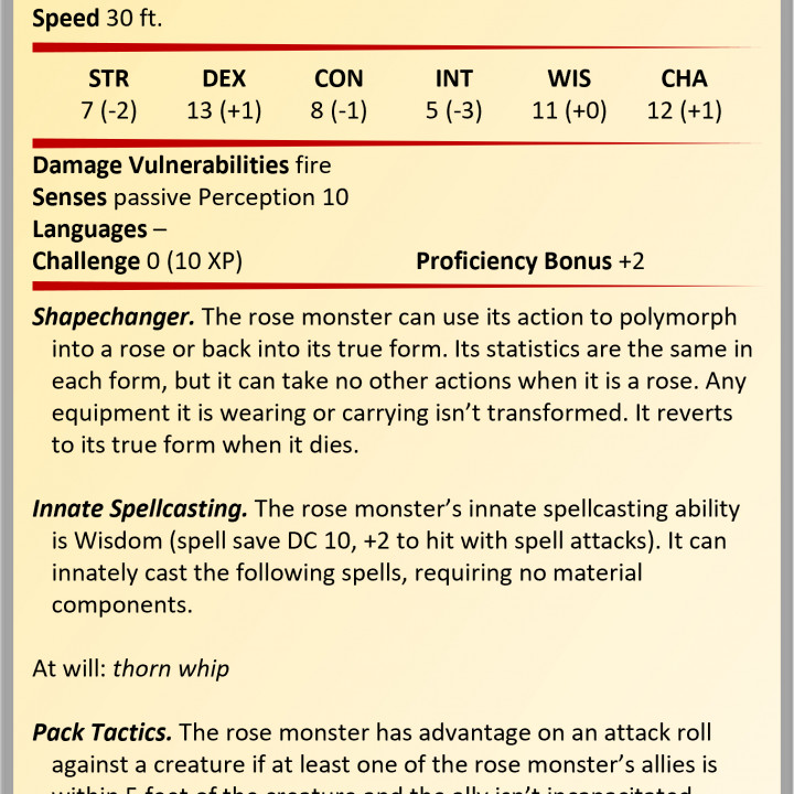 3D Printable Rose Monster & Statblock by M3DM