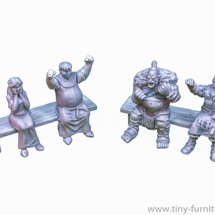 3D Printable Cheering Crowd (SITTING FOLKS) by Tiny Furniture