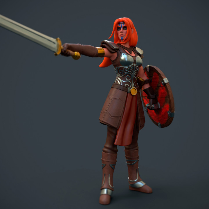 3D Printable Female Viking Norse Shieldmaiden by Atlas Studios