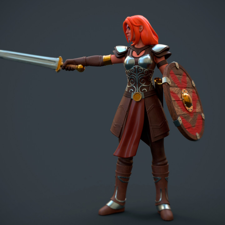 3D Printable Female Viking Norse Shieldmaiden by Atlas Studios