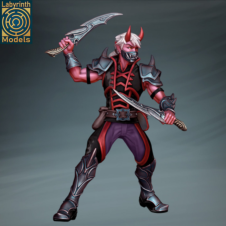 3D Printable Half-Demon Adventurers - 32mm scale by Labyrinth Models