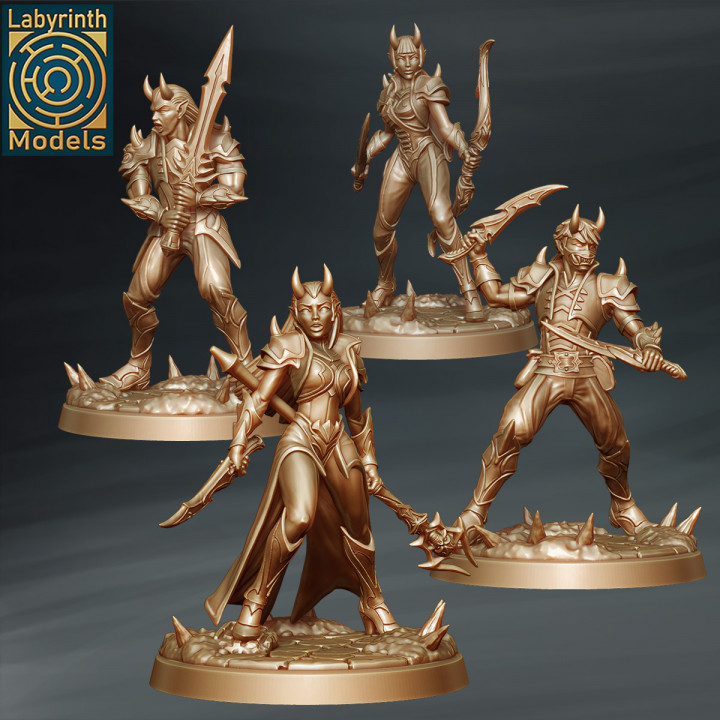 3D Printable Half-Demon Adventurers - 32mm scale by Labyrinth Models