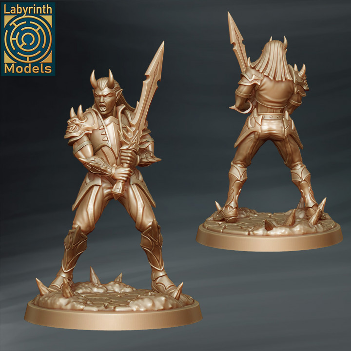 3D Printable Half-Demon Adventurers - 32mm scale by Labyrinth Models