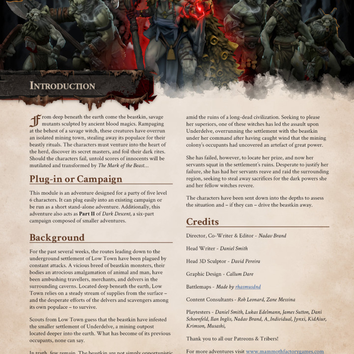 3D Printable PDF - Mark of the Beast (5e Adventure) by Mammoth Factory