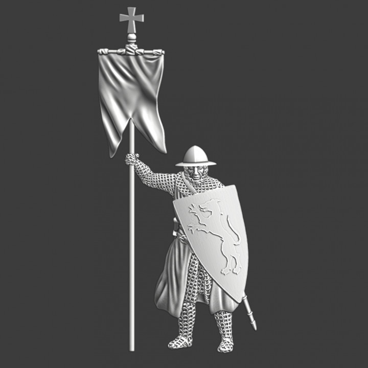 3d Printable Medieval Sergeant With Crusader Banner By Northern