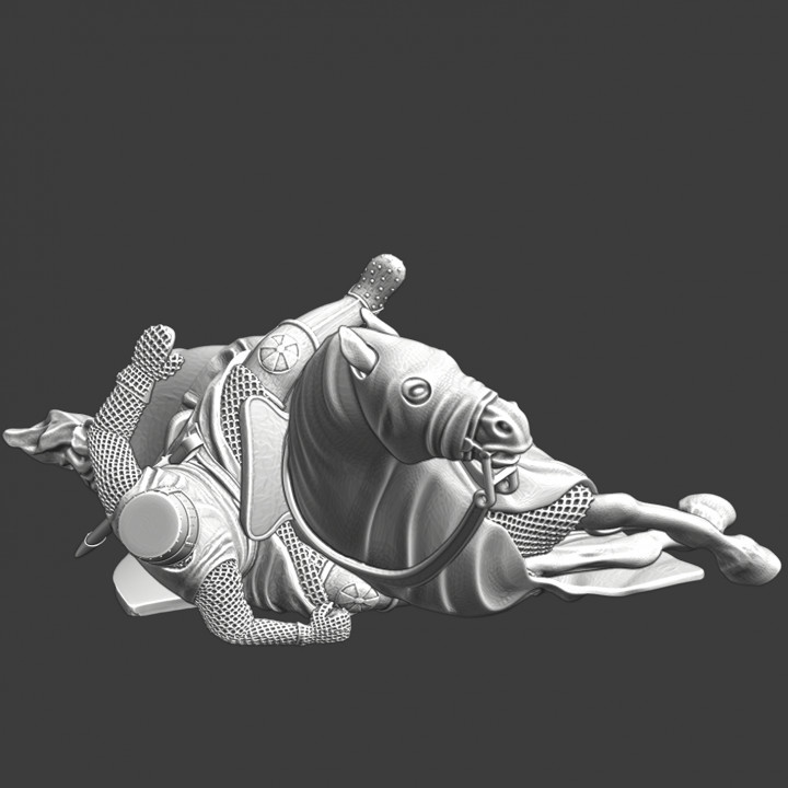 3D Printable Wounded knight lying under his horse by Northern Crusades ...