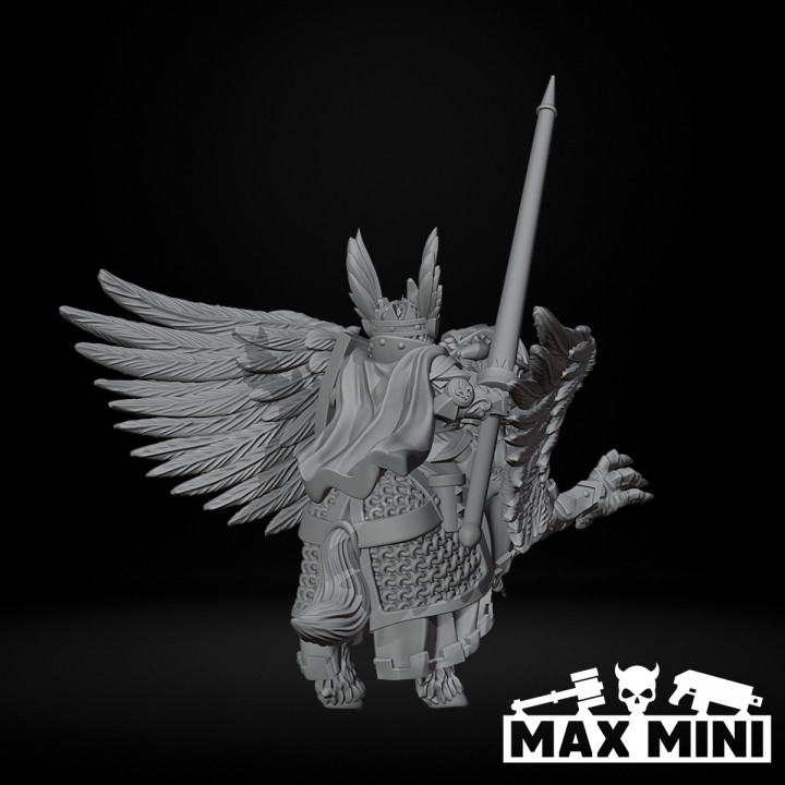 3D Printable Halfling King on Hippogriff by Max Mini