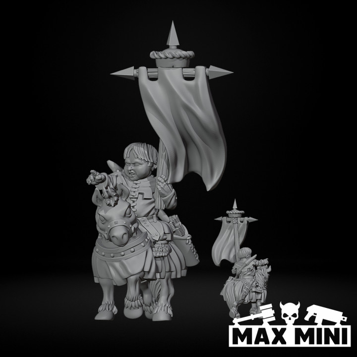 3D Printable Halfling Mounted Squires by Max Mini