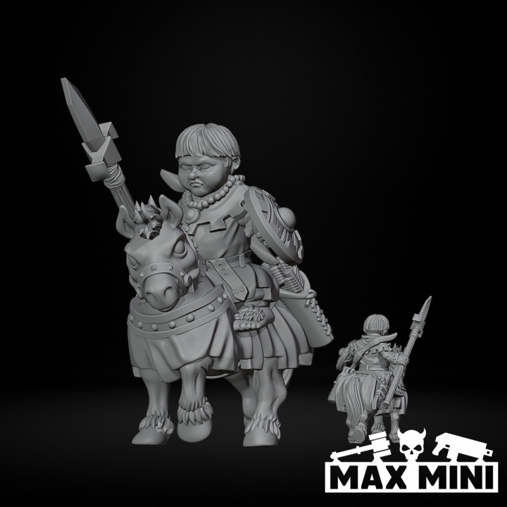 3D Printable Halfling Mounted Squires by Max Mini