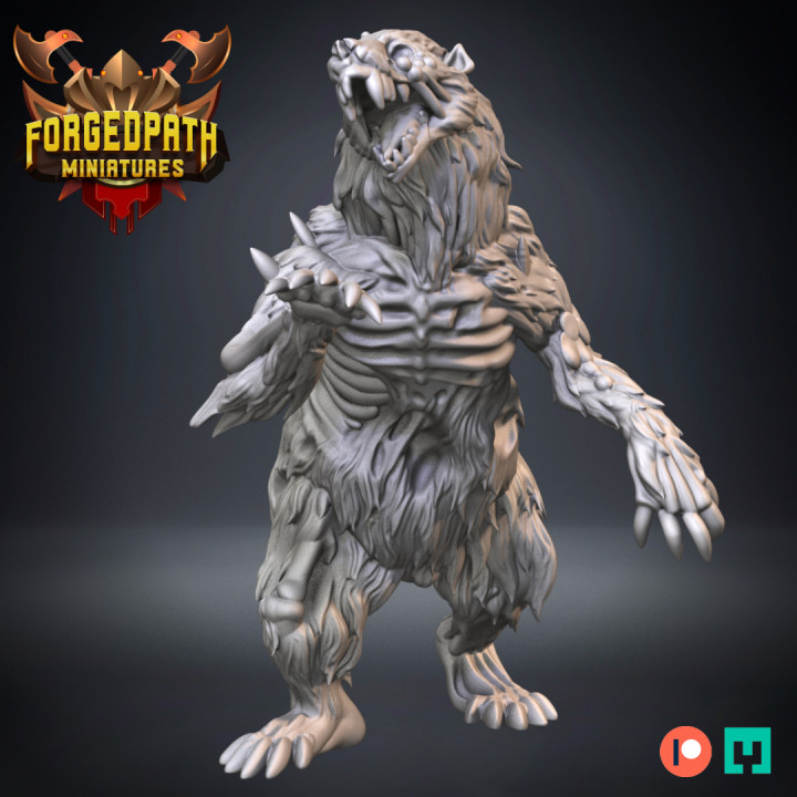 3D Printable Zombie Bear - Undead by Forged Path Miniatures