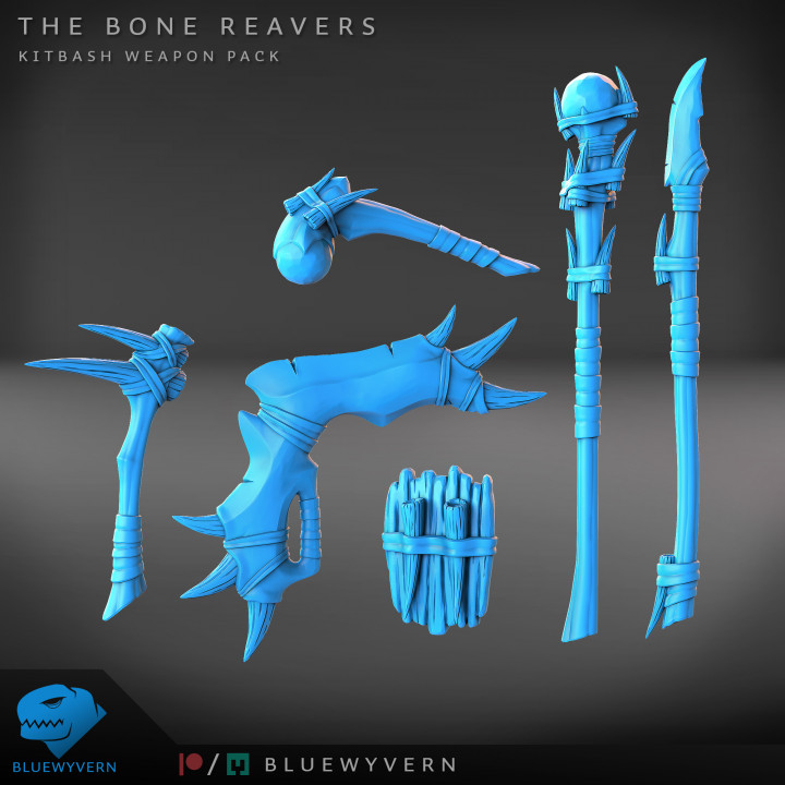 3D Printable The Bone Reavers - Kitbash Weapon Pack A by BlueWyvern