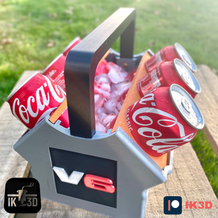 3D Printable V6 ENGINE CAN COOLER / HOLDER by IK3D