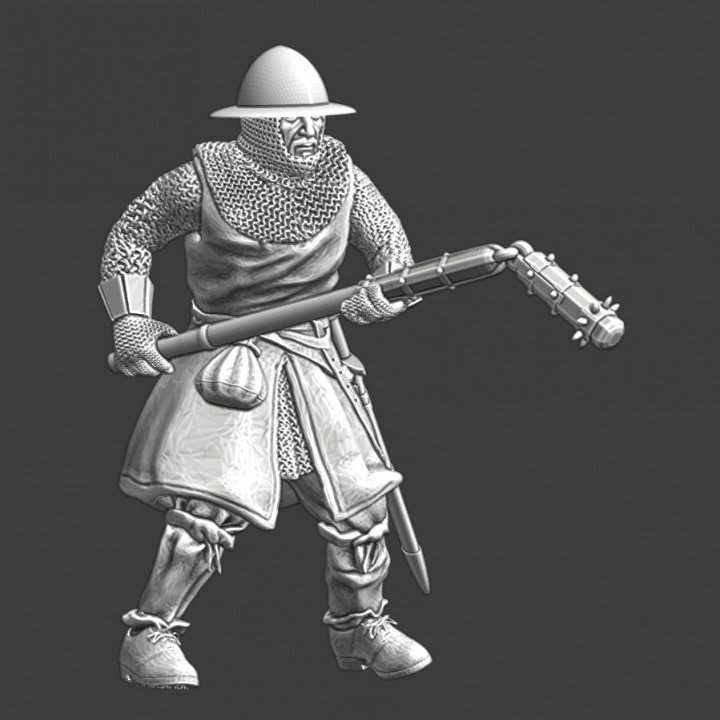 3D Printable Medieval footsoldier with mazzofrusto flail by Northern ...