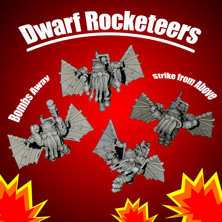 3D Printable Dwarf Rocketeers by MGMoogii