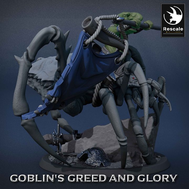 3D Printable Goblin Spider Banner by Rescale Miniatures
