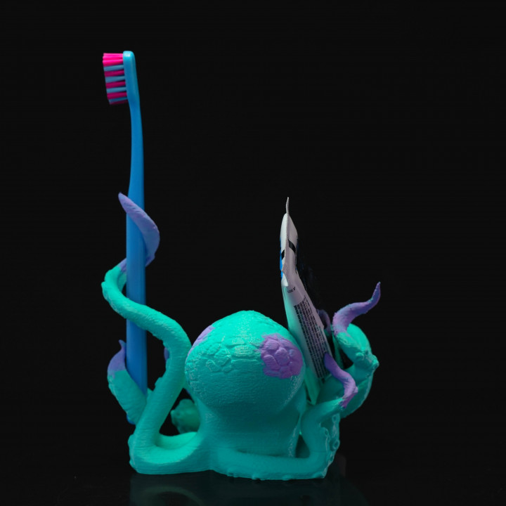 3D Printable Octopus Toothbrush Holder - Standing by Stlflix