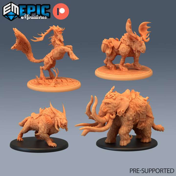 3D Printable Arctic Mount Set / Mammoth / Boar / Deer King / Snow Moose ...
