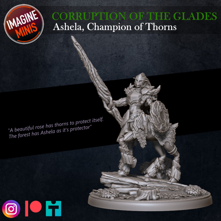 3D Printable Corruption Of The Glades 2 - Ashela, Champion of Thorns by ...