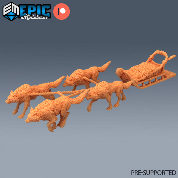 3D Printable Winter Wolf Team Sled Mount / Dire Wolf / Arctic Beast / Wild Animal / Predator ...